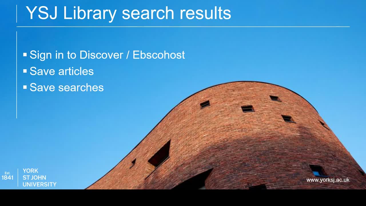 - YSJ Library saving results and searches