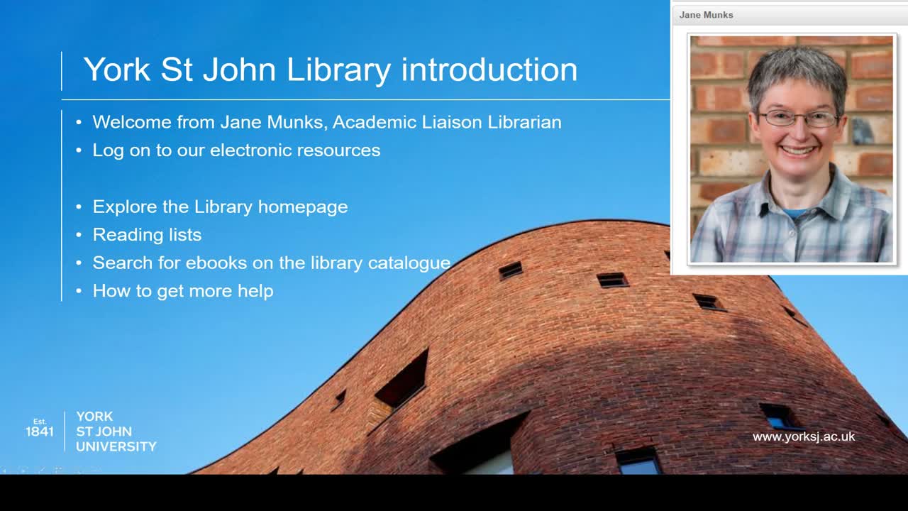 - Introduction to the York St John Library for distance students